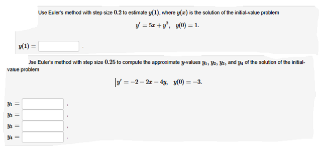 Solved Use Euler's method with step size 0.2 ﻿to estimate | Chegg.com
