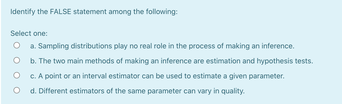 Solved Identify the false statement from among the | Chegg.com