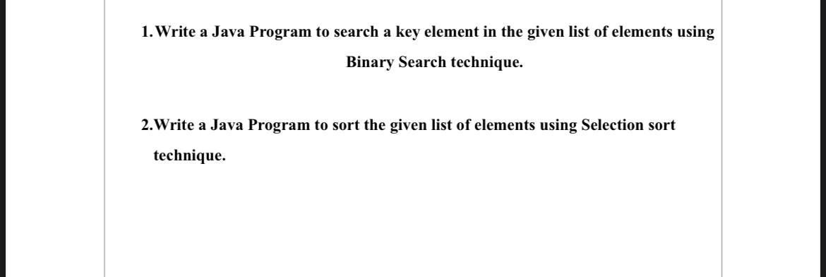 Solved 1. Write a Java Program to search a key element in | Chegg.com