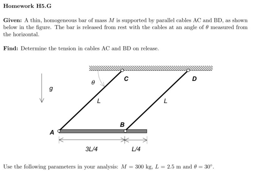 Solved Homework H5.G Given: A thin, homogeneous bar of mass | Chegg.com Solved Homework H5.G Given: A thin, homogeneous bar of mass | Chegg.com