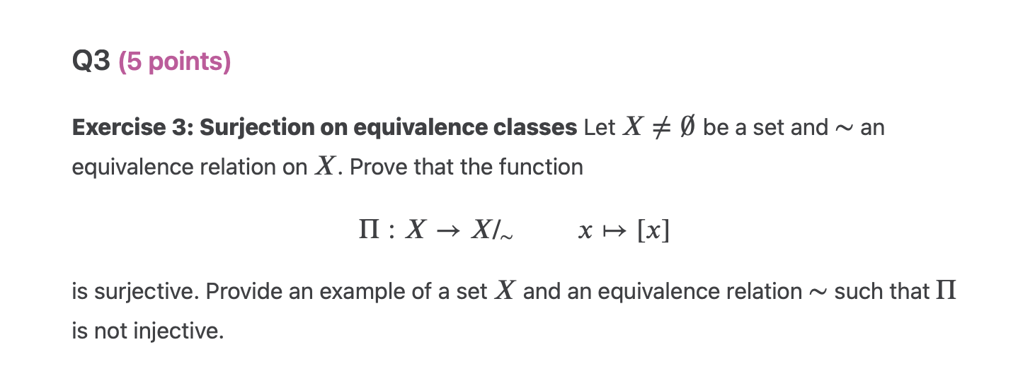 Solved Exercise 3: Surjection on equivalence classes Let | Chegg.com