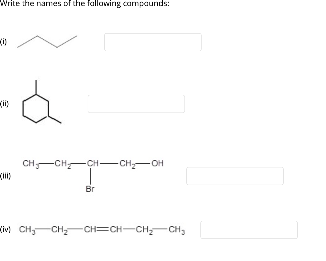 Solved Write the names of the following compounds: (i) (ii) | Chegg.com