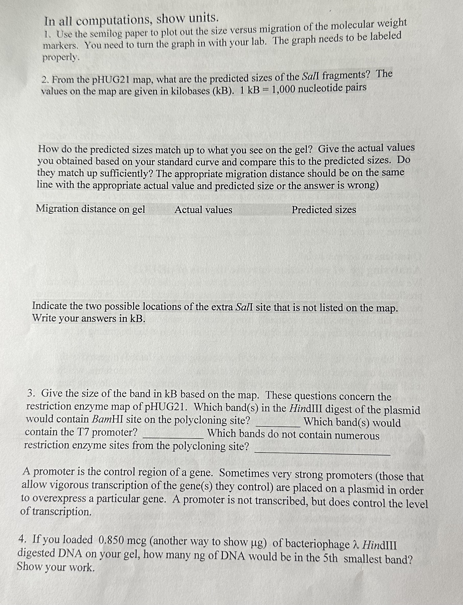 Solved In all computations, show units. 1. Use the semilog | Chegg.com