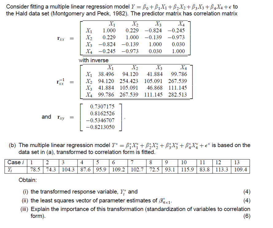 Consider fitting a multiple linear regression model | Chegg.com