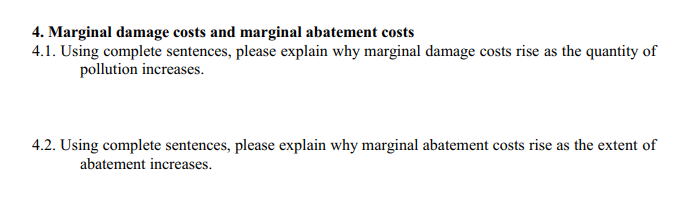 Solved 4. Marginal damage costs and marginal abatement costs | Chegg.com