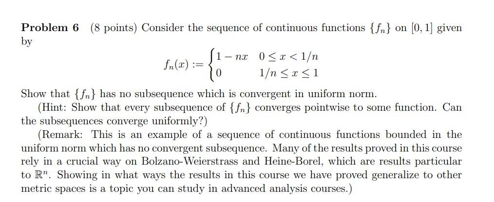 Solved = { Problem 6 (8 points) Consider the sequence of | Chegg.com