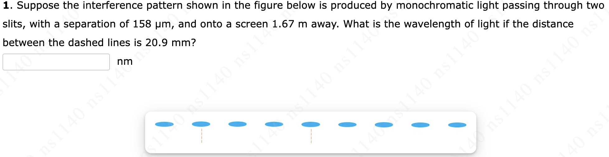Solved 1. Suppose the interference pattern shown in the | Chegg.com