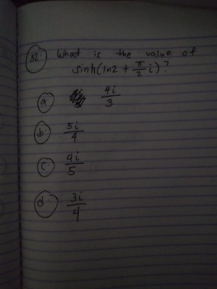 Solved the 32 value of What is sinh (in2 + I :)? 4 i а a 3 5 | Chegg.com