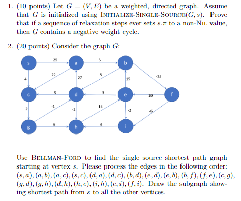 Solved (10 ﻿points) ﻿Let G=(V,E) ﻿be a weighted, directed | Chegg.com