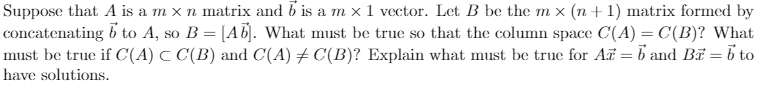 Solved Suppose that A is a mx n matrix and b is a mx1 | Chegg.com
