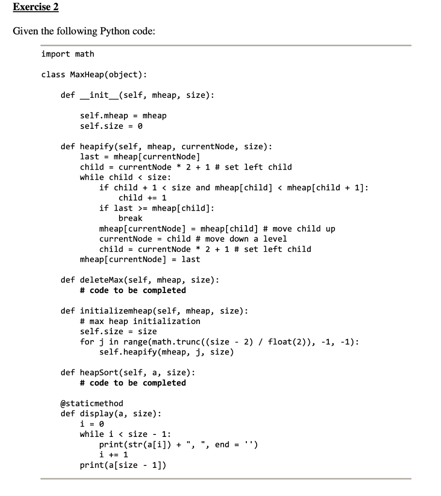Solved Exercise 2 Given the following Python code: import | Chegg.com