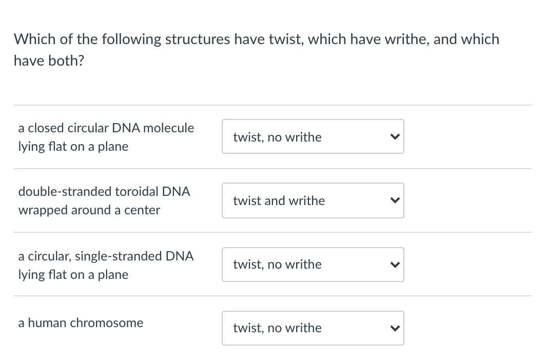 Solved Answer options: twist and writhe; twist but no | Chegg.com