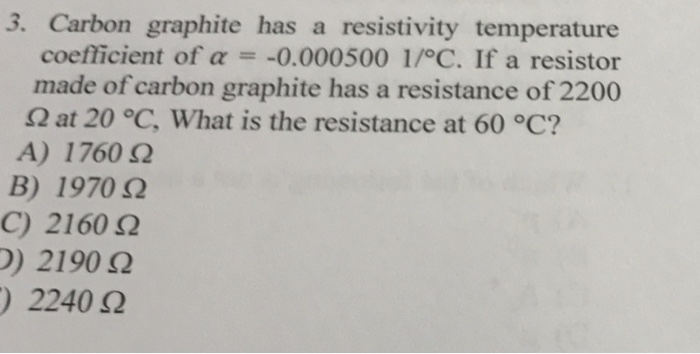 Solved Carbon graphite has a resistivity temperature | Chegg.com