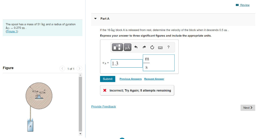 Solved The spool has a mass of 51 kg and a radius of | Chegg.com