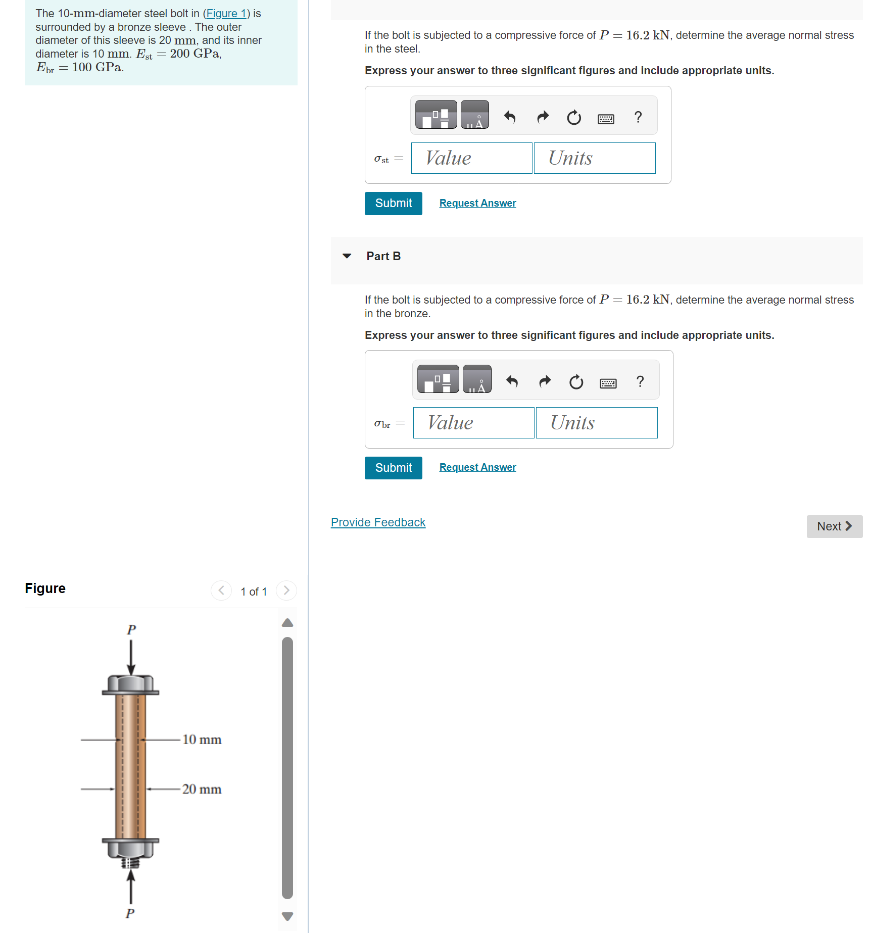 Solved The 10-mm-diameter steel bolt in (Figure 1) is | Chegg.com