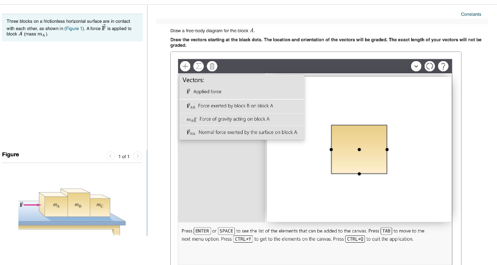 Solved Constants Three blocks on a frictionless horizontal | Chegg.com