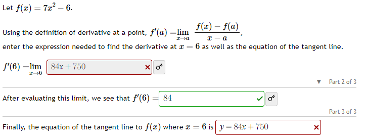 Solved Let f(x)=7x2-6.Using the definition of derivative at | Chegg.com