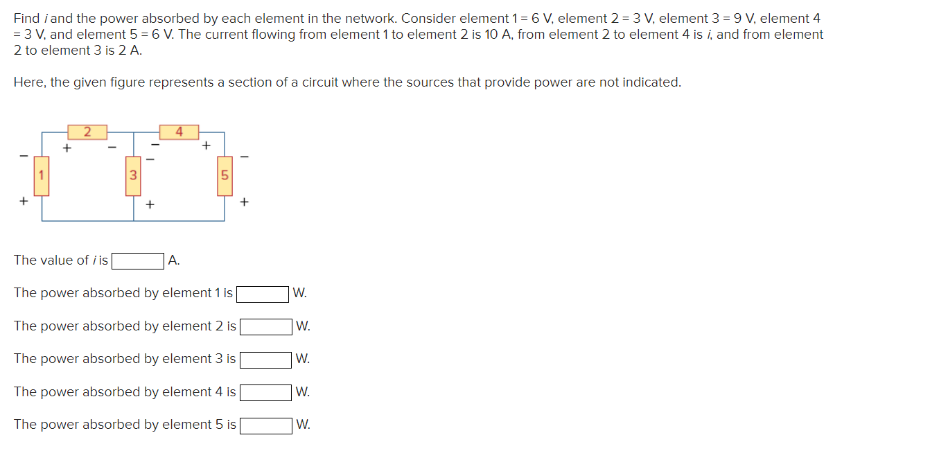 Solved Find i and the power absorbed by each element in the | Chegg.com