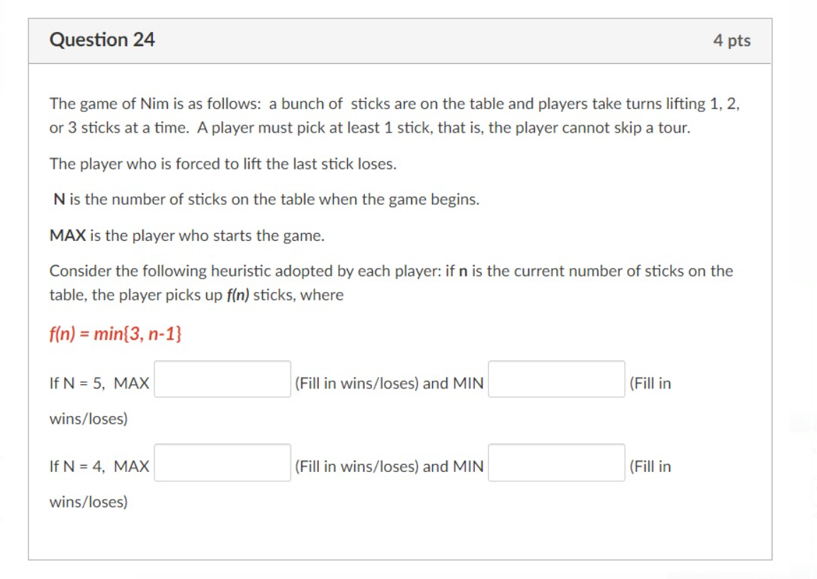 Solved The game of Nim is as follows: a bunch of sticks are | Chegg.com