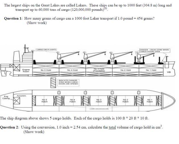 Solved Given: capacity of 1000 ft long Laker = 120000 pounds | Chegg.com