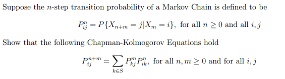 Solved Suppose the n-step transition probability of a Markov | Chegg.com