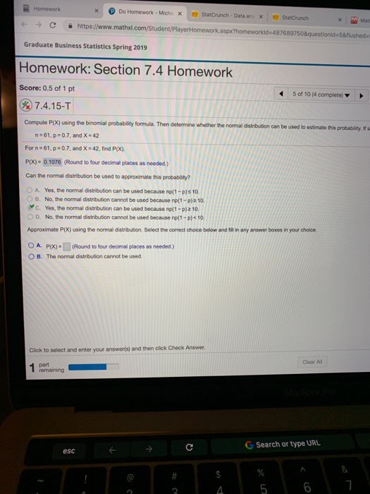 Solved Homework Do Homework- MichsStatCrunch- Data an | Chegg.com