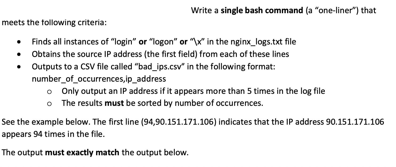 Solved Write a single bash command (a "one-liner") that | Chegg.com