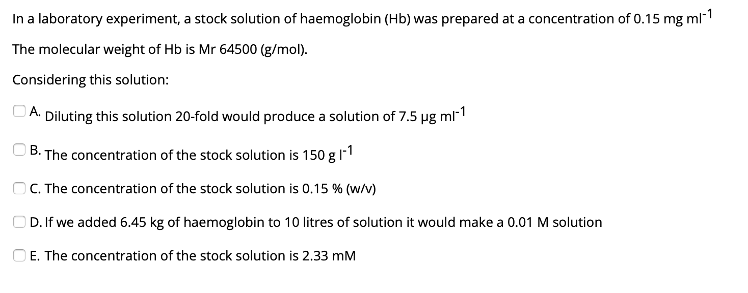 Solved In a laboratory experiment, a stock solution of | Chegg.com