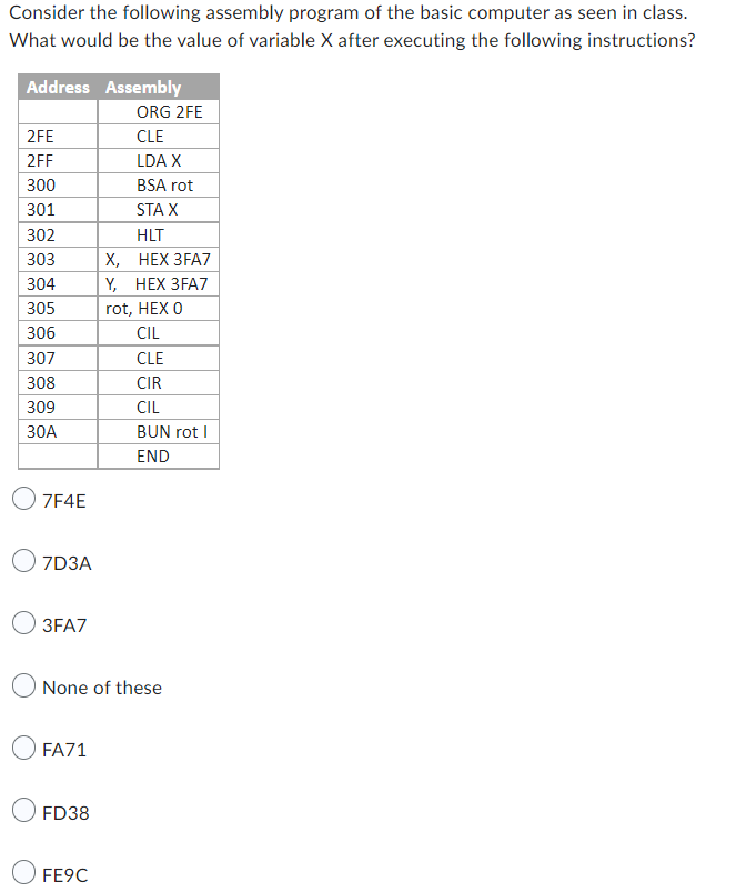 Solved Consider the following assembly program of the basic | Chegg.com