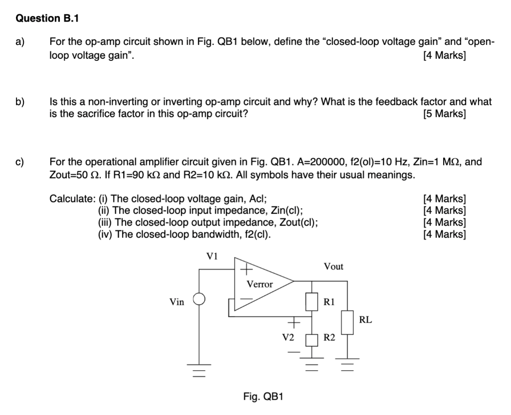 Solved Question B.1 a) For the op-amp circuit shown in Fig. | Chegg.com