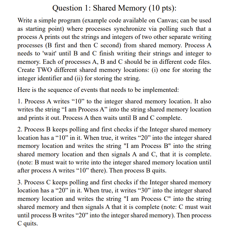 Solved 4 After Process B Writes 20 In Integer Shared