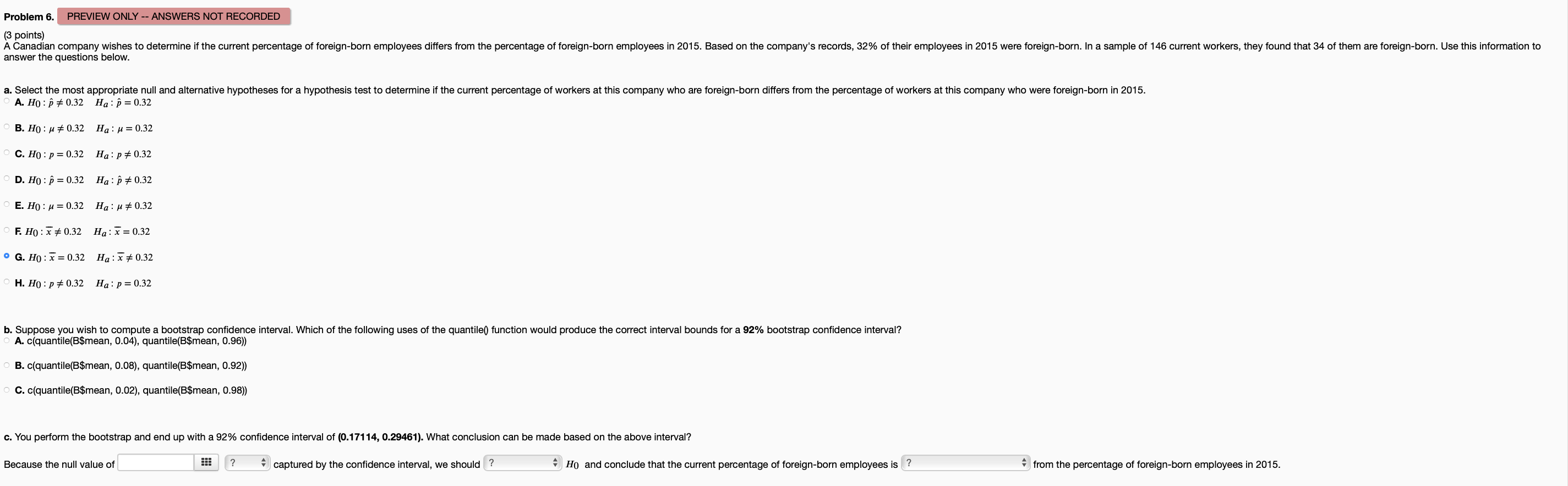 Solved Problem 6. PREVIEW ONLY -- ANSWERS NOT RECORDED (3 | Chegg.com