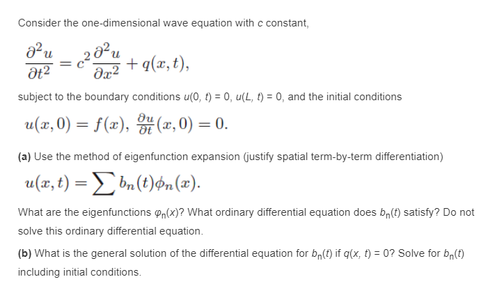Solved Consider the one-dimensional wave equation with c | Chegg.com