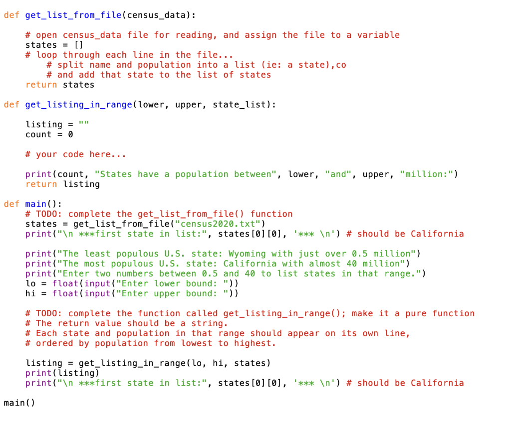 Solved Assignment: Download the data file census2020.txt | Chegg.com