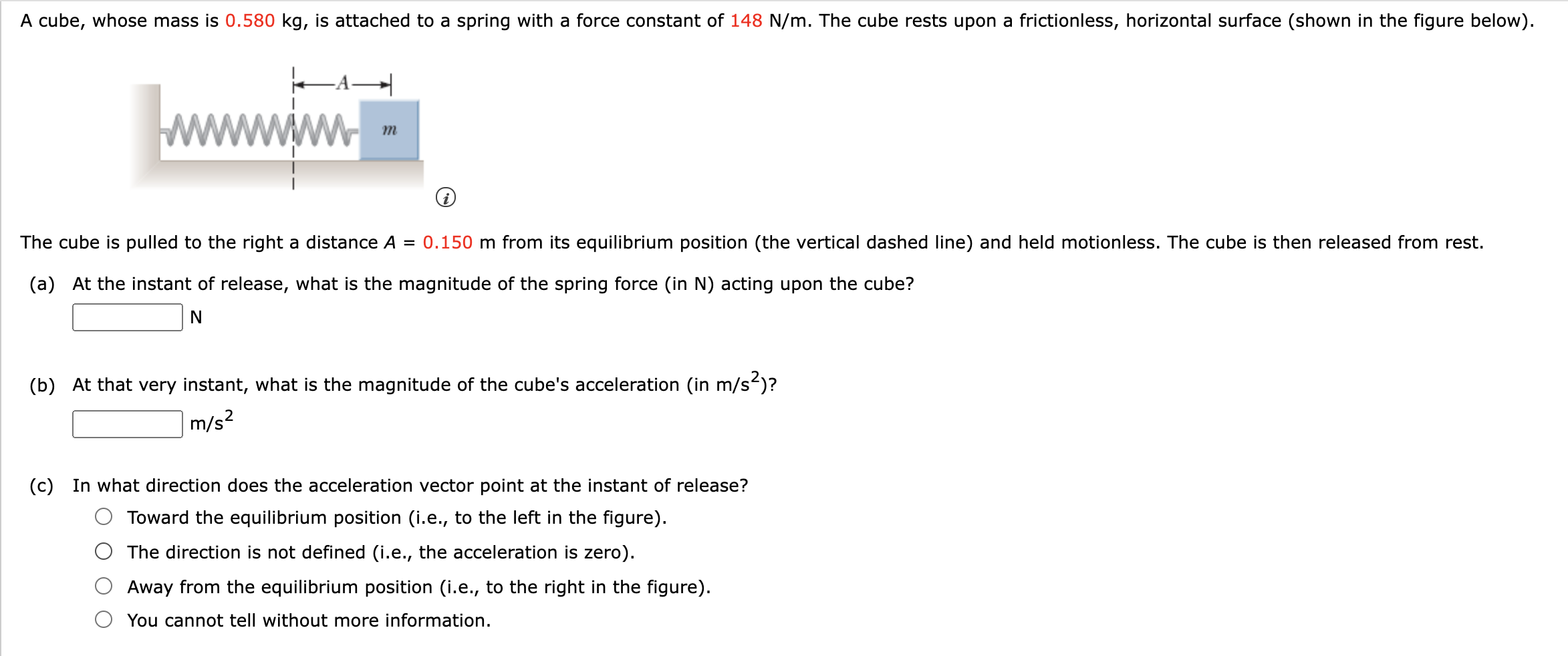 Solved A cube, whose mass is 0.580 kg, is attached to a | Chegg.com