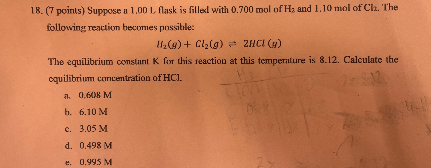 Solved 8. (7 points) Suppose a 1.00 L flask is filled with | Chegg.com