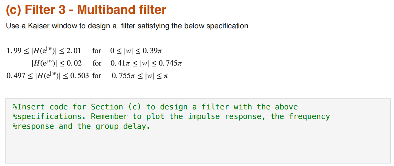 Solved For this project, you will design 4 causal FIR | Chegg.com