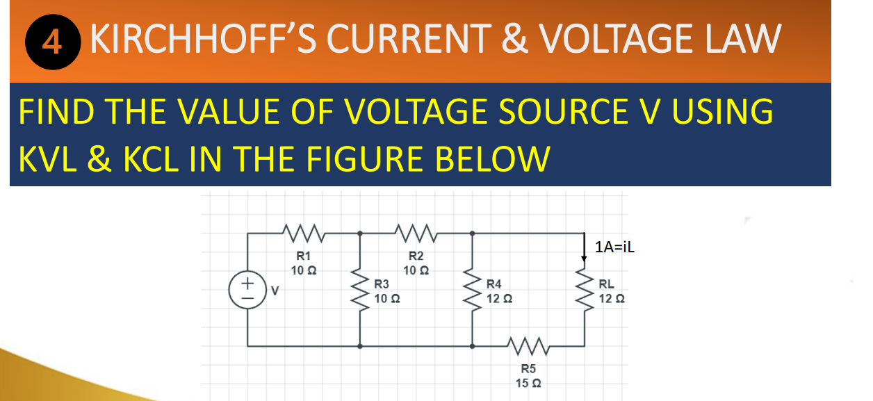 Solved (4) ﻿KIRCHHOFF'S CURRENT & VOLTAGE LAWFIND THE VALUE | Chegg.com