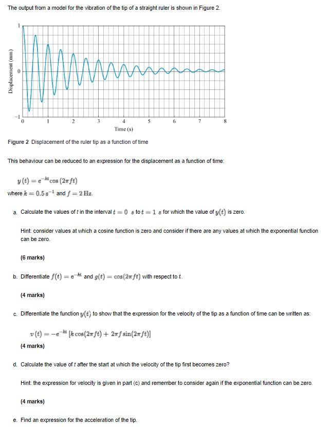 [Solved]: The output from a model for the vibration of the