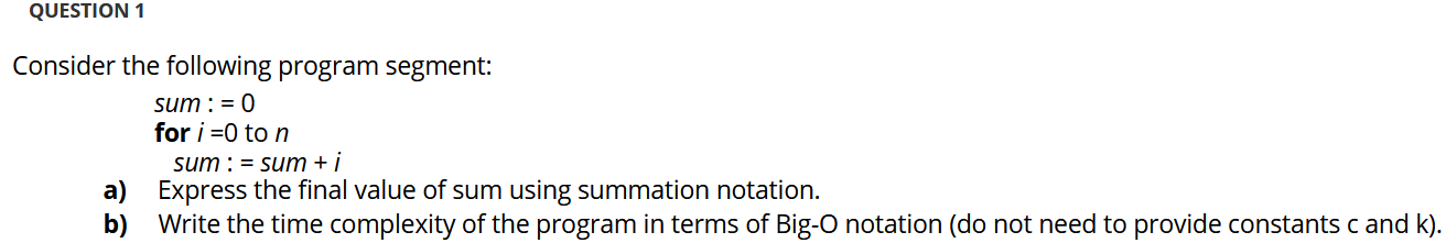 Solved QUESTION 1 Consider the following program segment: | Chegg.com