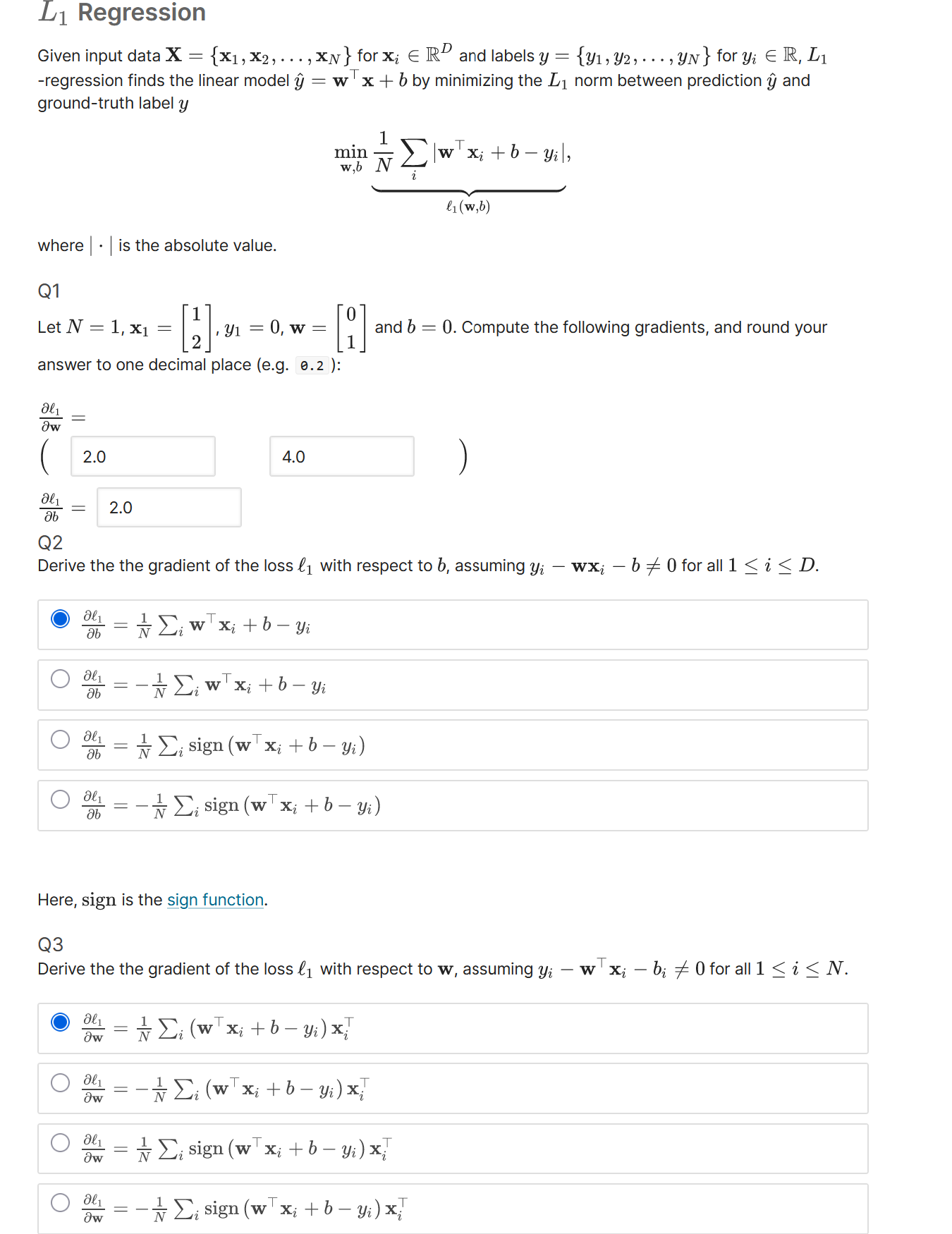 Solved L1 Regression Given input data X={x1,x2,…,xN} for | Chegg.com