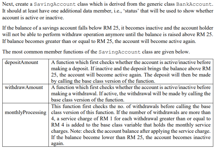 Solved in c++ please Create a class BankAccount to hold at | Chegg.com