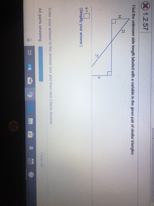 Solved 1.2.57 Find the unknown side length labeled with a | Chegg.com
