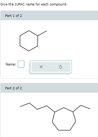 Solved Give the IUPAC name for each compound.Part 1 ﻿of | Chegg.com