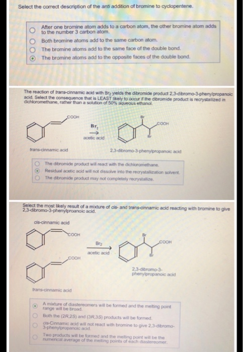 Solved Select the correct description of the anti addition | Chegg.com