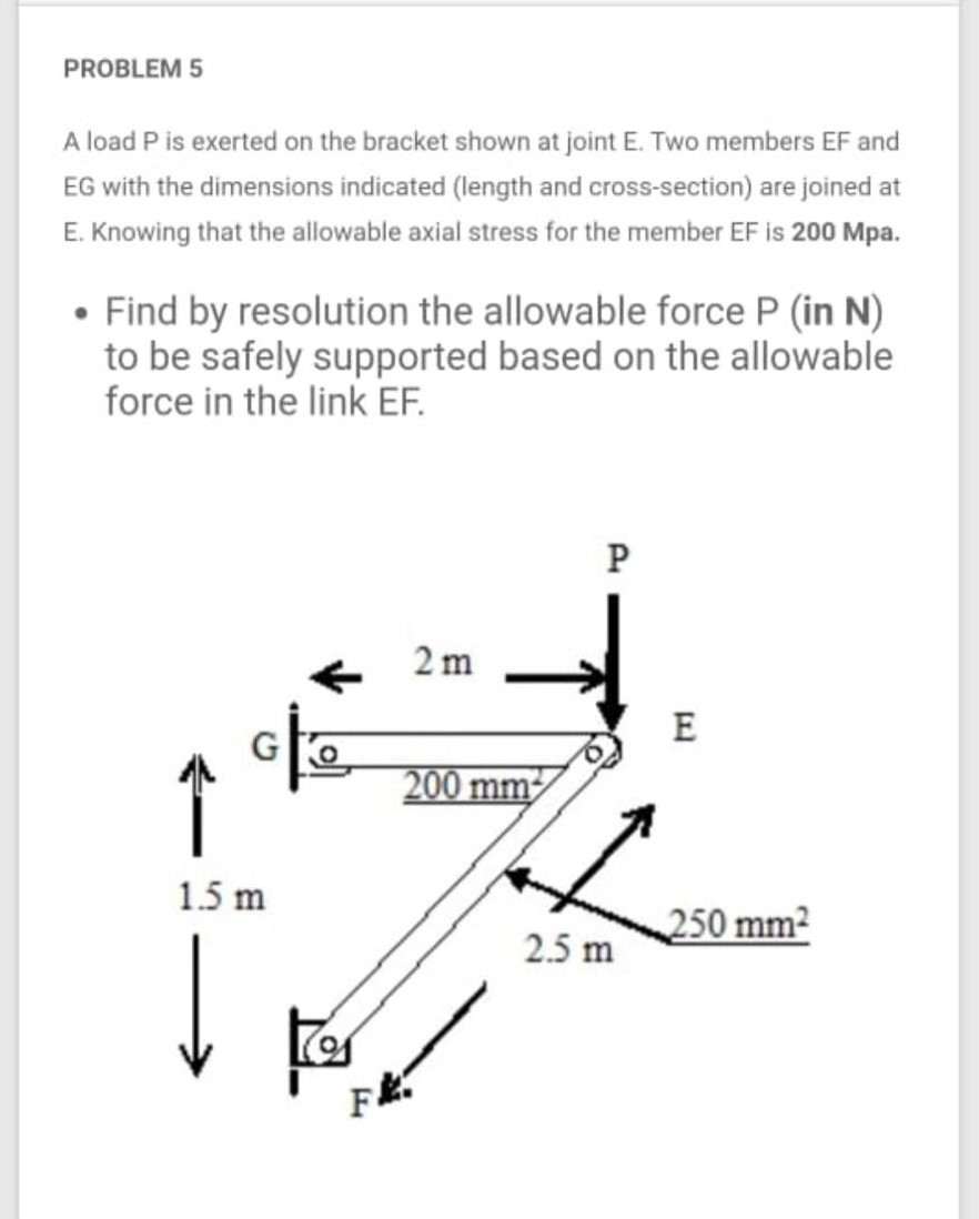 Solved PROBLEM 5 A load P is exerted on the bracket shown at | Chegg.com