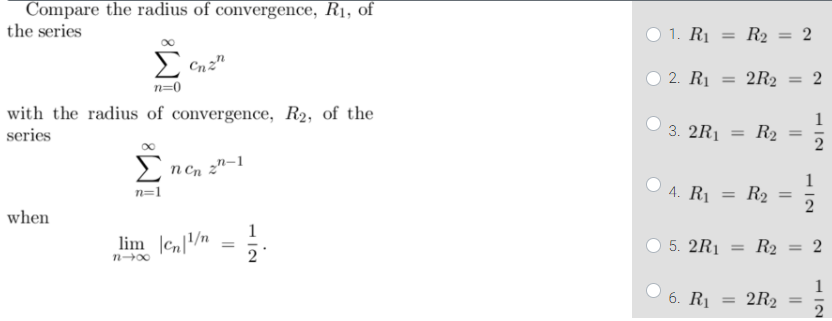Solved 1. R1 = R2 = 2 2. Ri 2R2 2 Compare the radius of | Chegg.com