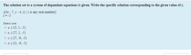 Solved The solution set to a system of dependent equations | Chegg.com