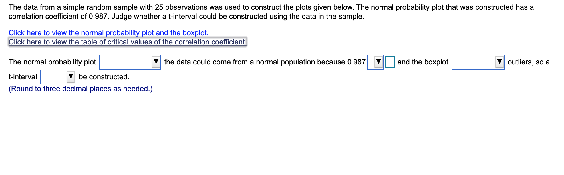 Solved The data from a simple random sample with 25 | Chegg.com