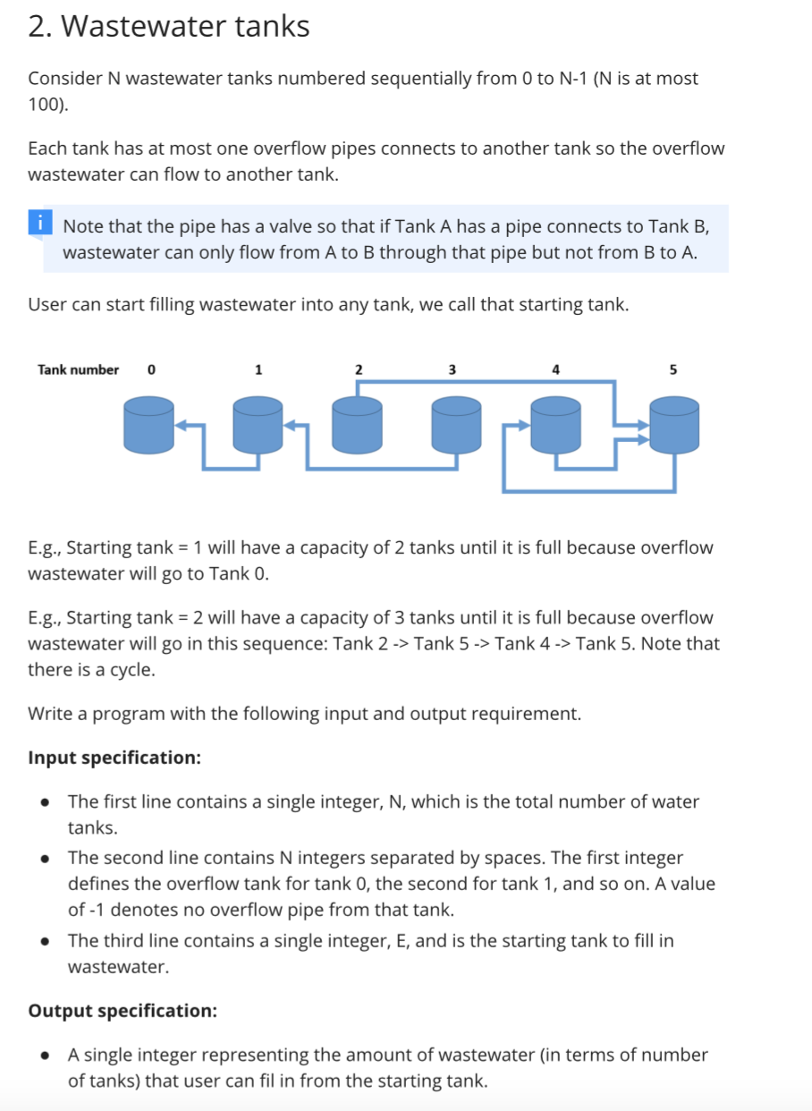 Solved 2. Wastewater tanks Consider N wastewater tanks | Chegg.com